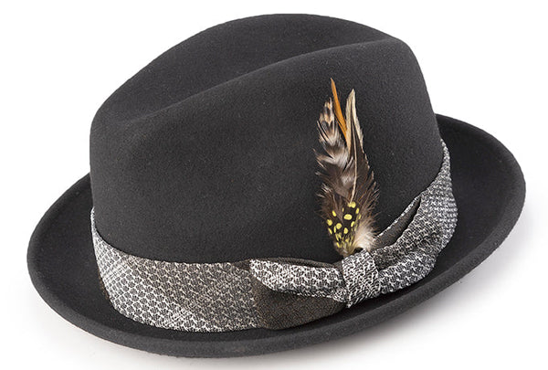 Wool Pinch Front Black Fedora with Feather Accent – Music-Pioneer